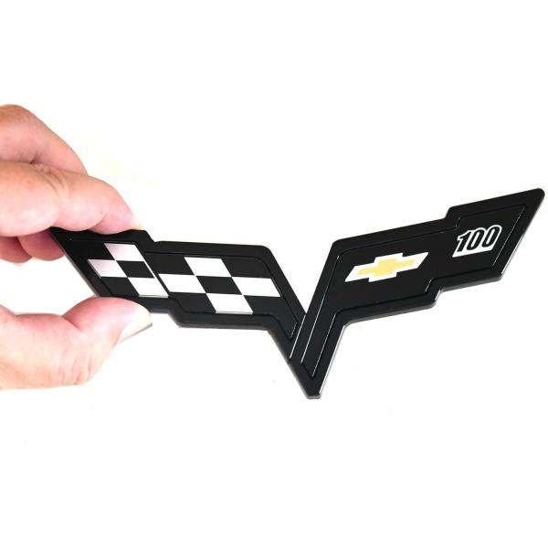 商品名:  1Pcs C6 Corvette 100th Emblem Front Hood Rear Crossed Flags Car Badge Nameplate Sticker Decal Fit for 2005-2013 C6...