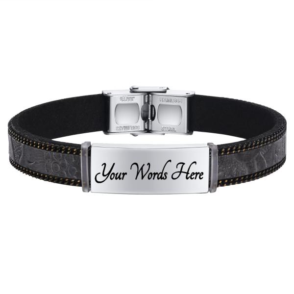 商品名:  Gamtic Customized Leather Bracelets for Men, Personalized Engraving Bracelet Gift to Husband Dad Boyfriend BFF Bes...