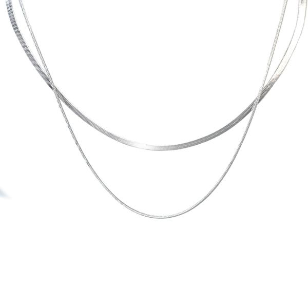 商品名: Quixarra ヘリンボーン レイヤードネックレス レディース トレンディ 上品なファッション ゴールド/シルバーメッキ スネークチェーン チョーカーネックレス, ステンレス鋼, 宝石なし Quixarra Herringbon...