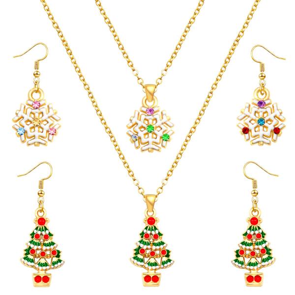 商品名: haolry 2023 クリスマスイヤリングネックレスセット レディース ガールズ 雪だるま 雪の結晶 クリスマス ヘラジカ ツリー ソックス ギフトボックス サンタクロース イヤリング ネックレス クリスマスパーティー コスチュ...