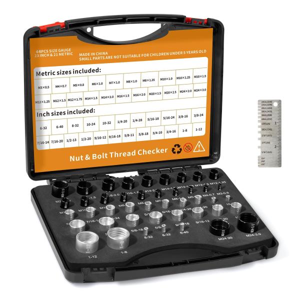 商品名: Tuykay ナットとボルトスレッドチェッカー 実用的なスレッドチェッカーボックス 44オス/メスゲージ 44Pcs Nuts and Bolts Gauge, Tuykay Nut and Bolt Thread Checker...
