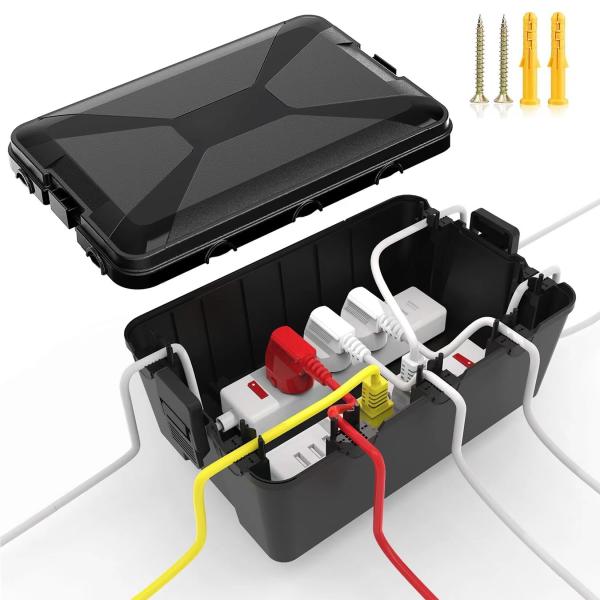 商品名:  TOTUFY Large Outdoor Electrical Box Waterproof (12.6 x 8.3 x 5.2 inch), IP54 Weatherproof Extension Cord Cover wit...