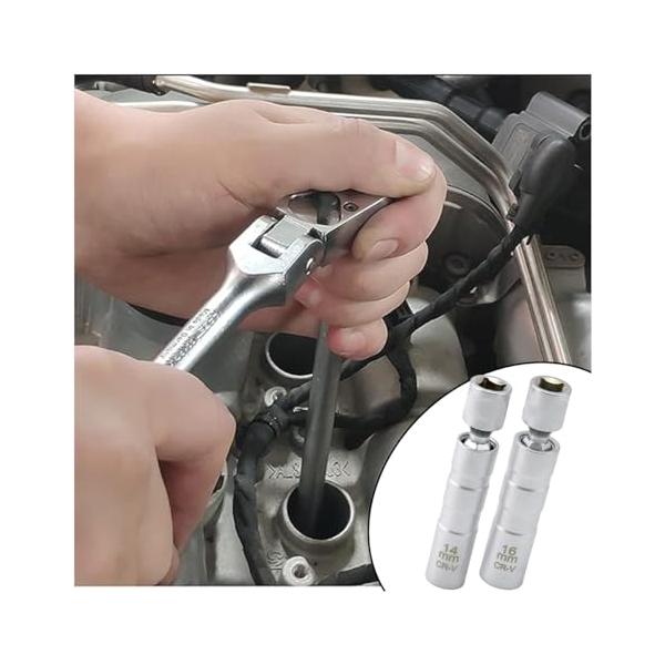 商品名:  JOYCOURT 14mm&amp;16mm Magnetic Swivel Spark Plug Socket, Thin Wall 3/8 Inch Drive 12-Point Standard Spark Plug So...
