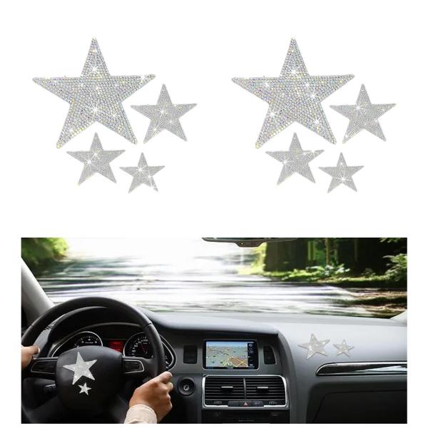 商品名: Dickno キラキラカーステッカー クリスタルラインストーンスターデカール 輝く自動車内装外装ステッカー 女性用 ユニバーサル装飾 車体 バンパー 窓 ノートパソコン (星、カラフル) Dickno 2PCS Bling Car...