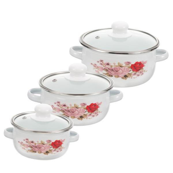 商品名:  FONDOTIN 3pcs Nonstick Pots Nonstick Griddle Stockpot Double-handle Cooking Pot Mixing Bowls Glass Cooking Pot wit...