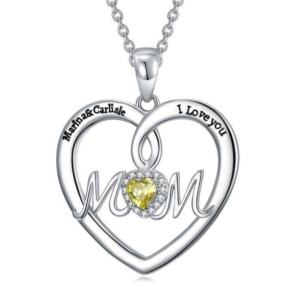 商品名:  Birthstone Necklace Personalized Custom Mom Necklace with Names for Women Silver Engraved Necklace Pendant Jewelry...