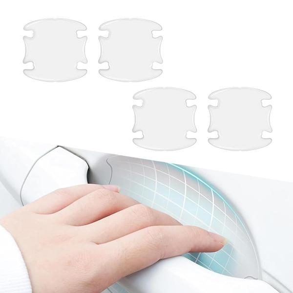 商品名:  Slykew 4 PCS Car Door Bowl Anti-Scratch Sticker, 3.5" x 3.1" Invisible Waterproof Paint Protector Film, Flexible N...
