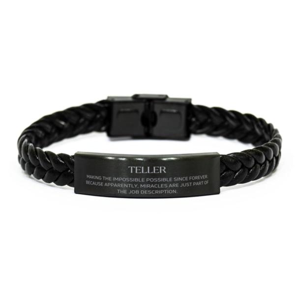 商品名:  Funny Teller Gifts, Miracles are just part of the job description, Inspirational Birthday Braided Leather Bracelet...