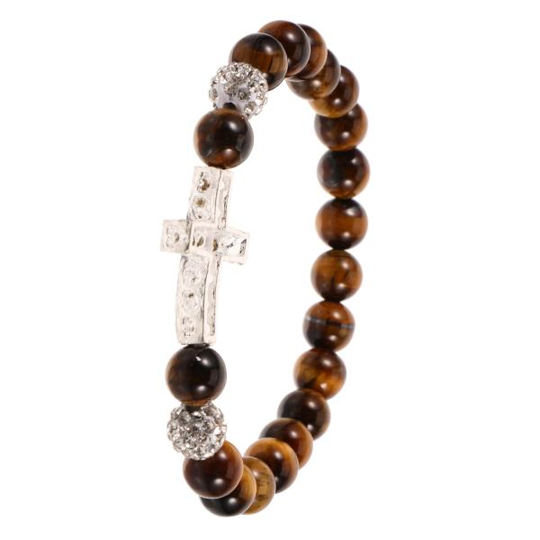 商品名:  SOIMISS Cross Bracelet Beaded Mens Wrist Bracelet Rhinestone Bracelet Natural Stone Fashionable Bracelet Mens Brac...