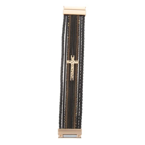 商品名:  VALICLUD Cross Bracelet Leather Wristband Multi-layer Braided Leather Bracelet for Women Multi-layer Leather Brace...