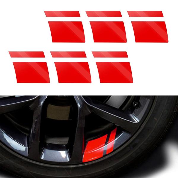 商品名: fasebeek 自動車用タイヤ反射ステッカー 3.95インチ x 2.75インチ 防水リムハッシュラインデカール ユニバーサル改造 18インチ~21インチのタイヤ用装飾アクセサリー ほとんどの車種に対応 (レッド), 6 PCS...