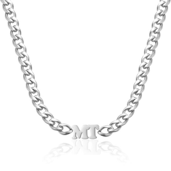 商品名:  Dascus Initial Choker Necklace For Women Silver Personalized 8mm Cuban Chain Christmas Gifts (Silver)ブランド: Generic...