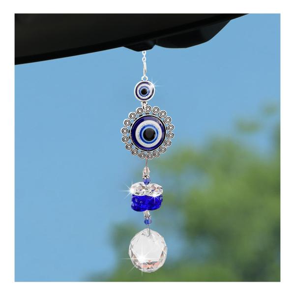 商品名: Suvnie イーブルアイ 車吊り下げオーナメント クリスタルブルー イーブルアイ リアビューミラーチャームペンダント 幸運を祝福 自動車吊り下げお守りオーナメント 車 窓 ドア用 (丸型) Suvnie Evil Eye Car...