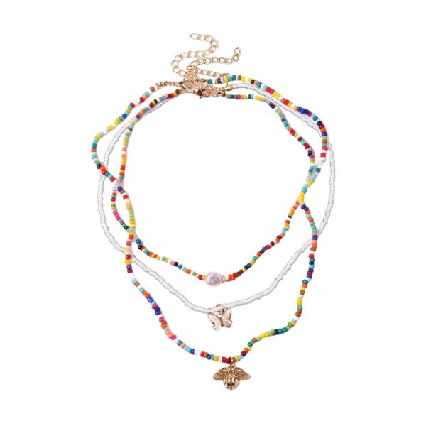 商品名:  DYNWAVE 3 Pieces Seed Beaded Choker Necklaces Women Bohemian Necklace Trendy Boho Adjustable Bohemian Beach Jewelr...