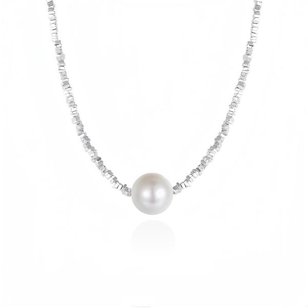 商品名:  SicSo Single Pearl Necklace 925 Sterling Silver Beaded Choker Unique Wedding Christmas Birthday Valentine's Day Je...