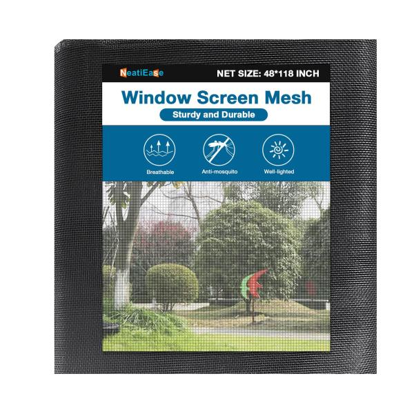 商品名: NeatiEase ウィンドウスクリーン 48インチx118インチ 調節可能 フレキシブル ファイバーグラス網戸メッシュ - DIY交換キット パティオポーチドア 窓 スライドスクリーンドア用 (ブラック) NeatiEase W...