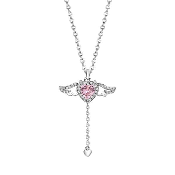 商品名:  Crystal Angel Heart Necklace for Women, Full Diamond Luxury Fashion Trendy Pendant Jewelry Gifts for Birthday Holi...