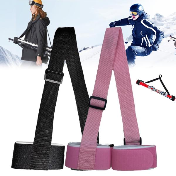 商品名: Skimate スキーストラップ スキーストラップ 携帯用 スキーキャリア ストラップ 調節可能なスノーボードショルダーストラップ (ブラック+ピンク) Skimate, Skimate Ski Straps, Ski Strap...