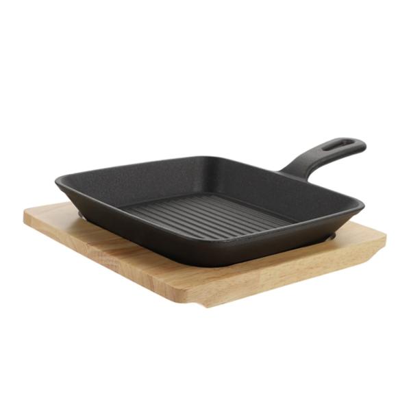 商品名:  VOSAREA 1 Set Teppanyaki Plate Cast Iron Fajita Pan Square Frying Pan Square Cast Iron Skillet Steak Griddle Pan F...