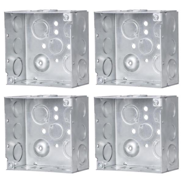 商品名:  OHLECTRIC 4” Welded Square Electrical Box| 2-1/8" Deep Box with 1/2” &amp; 3/4” Knockouts Made from Galvanized Ste...