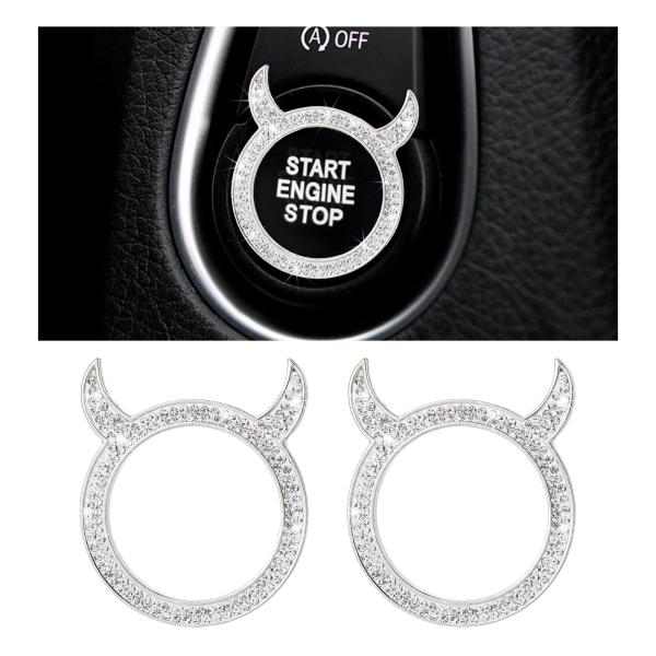 商品名: Suvnie 2個 キラキラカーエンジンスタートボタンカバー クリスタルラインストーン 自動イグニッションリングキャップ装飾 Little Devil Push to Start ボタンカバーステッカー カーアクセサリー 女性用 ...