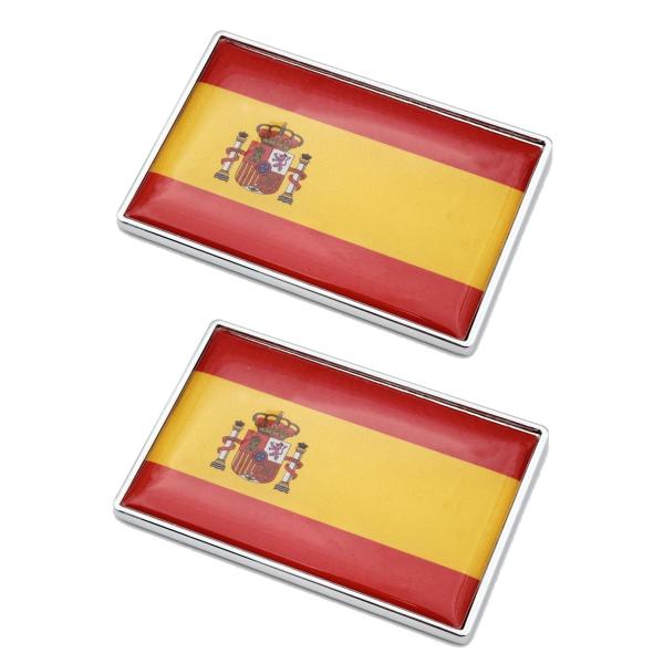 商品名: 2枚 スペイン スペイン国旗 カーステッカー クロームデカール 2.3 x 1.6インチ メタルトラックステッカー 愛国的な車のエンブレム 2 Pcs 3D Spain Spanish Flag Metal Car Sticker...