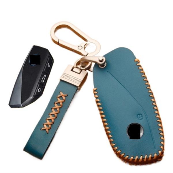 商品名:  Compatible with BMW Ix X7 I7 XM 2023 Leather Car Key Bag Case Wallet Holder Key Cover Key Chains Car Accessories (...