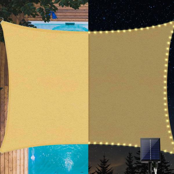 商品名: MeetYr LifeLED サンシェード セイル 10フィートx13フィート 長方形 UV アウトドア オーニング 長方形 高耐久 貫通 内蔵 LED ワンピース シェード ファブリック 屋外 テラス ガーデン 裏庭用 (10x...