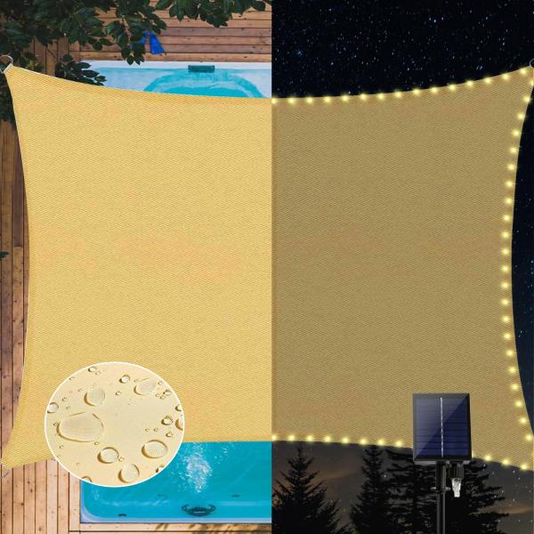 商品名:  MeetYr Life LED Shade Sail Waterproof 6.5x10FT Built-in LED, Integrated Sunshade Sail 8 Flashing Modes 98% UV Prot...