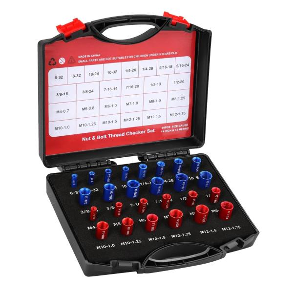 商品名:  26Pcs Nut and Bolt Thread Checker, Nut and Bolt Measurement Tool Set, Nut Bolt Thread Size Identifier Gauge Tool w...