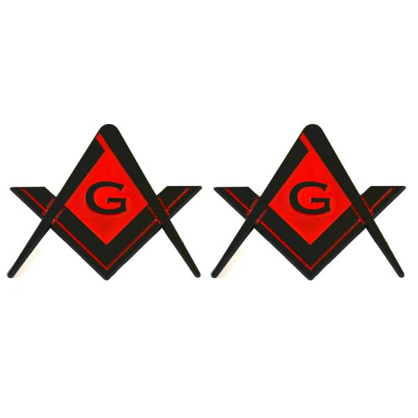 商品名: フリーメーソンエンブレムカーバッジ メイソンスクエアとコンパス 自動車トラック オートバイデカール ギフトアクセサリー (レッド) 2パック 2 Pack Masonic Emblems Car Badge Mason Squar...