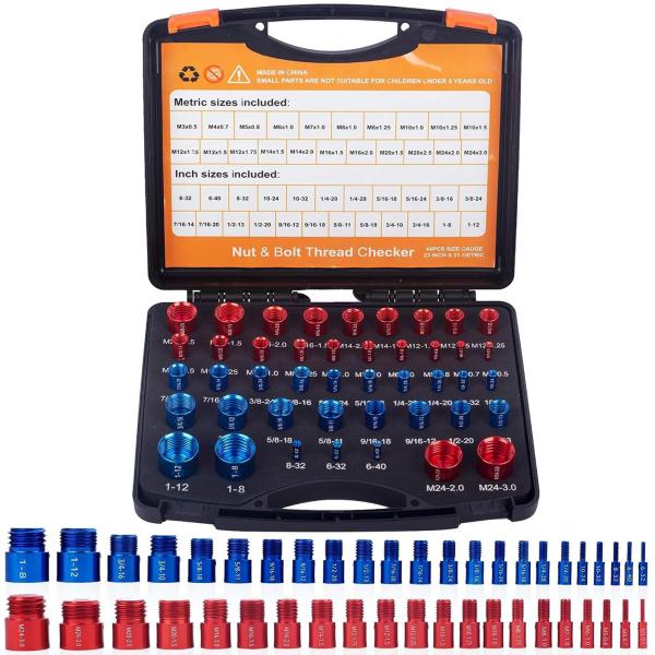 商品名: ナットとボルトねじチェッカー - 標準21メートルと23インチのボルトとナットネジ識別ゲージツール、オス/メスサイズ測定ゲージセット Nut and Bolt Thread Checker - Standard 21 Metric...