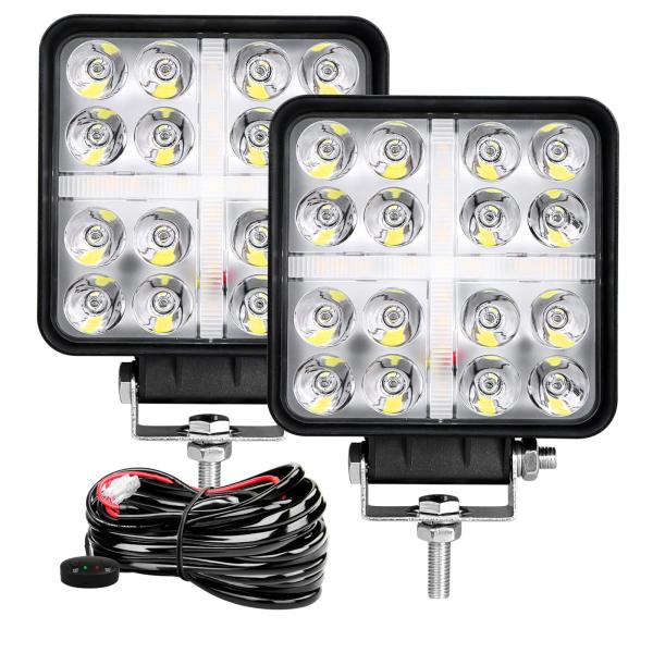 商品名:  AUXTINGS 2 PCS 4 inch LED Work Light Bar 48W Square Spot Amber White Offroad Driving Fog Backup Bumper Lights with...