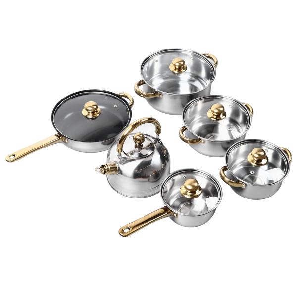 商品名:  12Pcs Pots and Pans Set, Non Stick Induction Kitchen Cookware Set with Frying Pan, Saucepan, Stockpot &amp; Kettle...