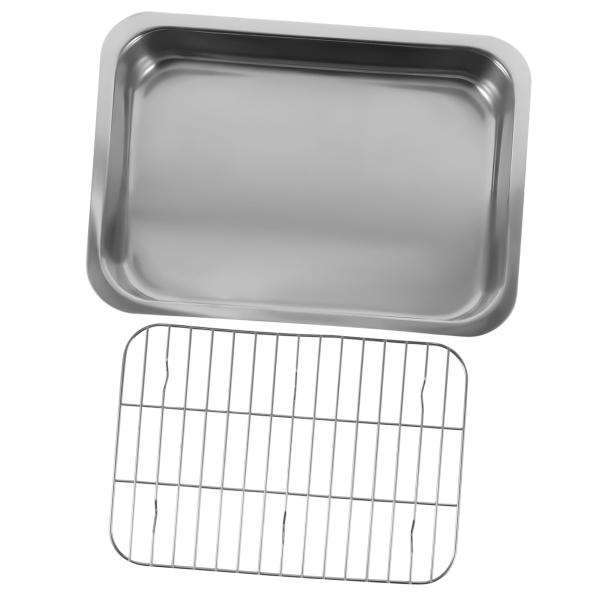 商品名:  BIUDECO 1 Set Stainless Steel Bakeware Tray for Oven Pizza Baking Pan Bbq Griddle Chef Cooling Racks Rectangular T...