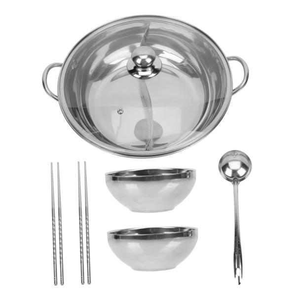 商品名:  Zerodeko 1 Set Stainless Steel Mandarin Duck Pot Electric Skillets Nonstick with Lids Shabu Pot with Lid Sauce Pan...