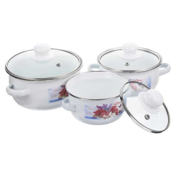 商品名:  SHOWERORO 3pcs small pan non stick pan three piece suit Pot pan kitchen utensils Enamel pot set Enamel basin insta...