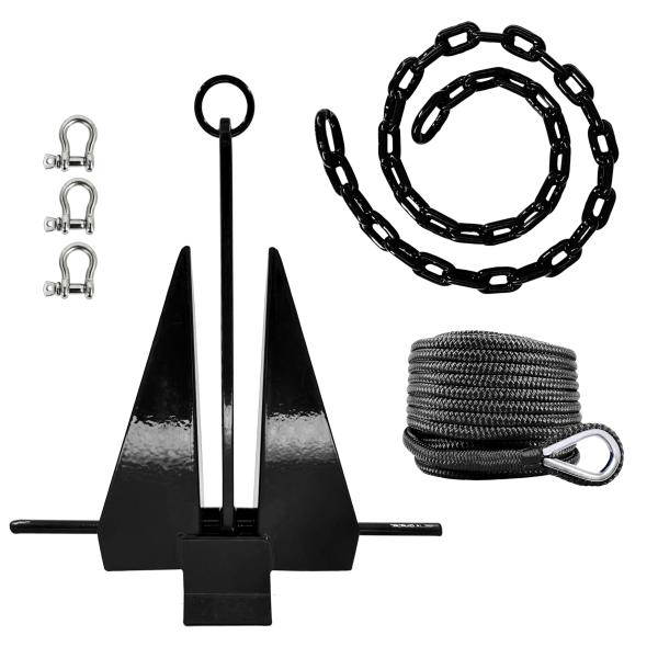 商品名: Greenfield Products プレミアムボートアンカーキット コーティングされたスリップリングフルークアンカー、コーティングアンカーチェーン、アンカーロープ付き。 Greenfield Products Premium ...