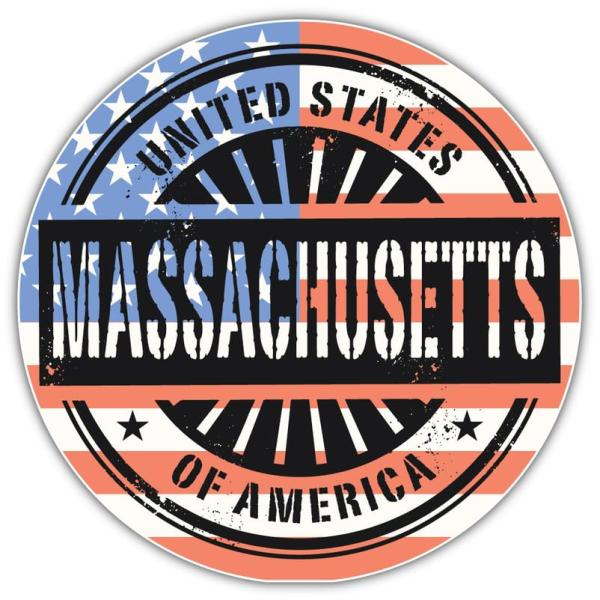 商品名:  Massachusetts USA State Flag Grunge Emblem Sticker - Durable Adhesive UV-Resistant Waterproof Vinyl Decal for Car ...