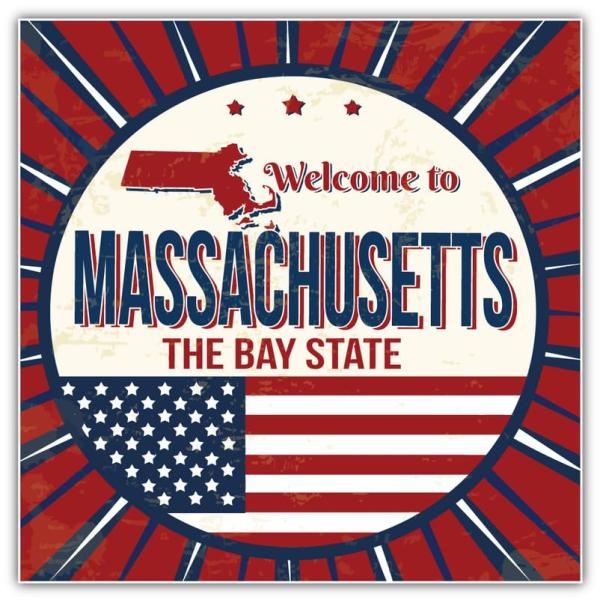 商品名:  Massachusetts USA State Vintage Welcome Emblem Sticker - Durable Adhesive UV-Resistant Waterproof Vinyl Decal for ...