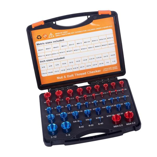 商品名:  44PCS Carbon Steel Nut and Bolt Thread Checker with Storage Box Bolt Nut Assortment Sets for Maintenance Repairブラン...