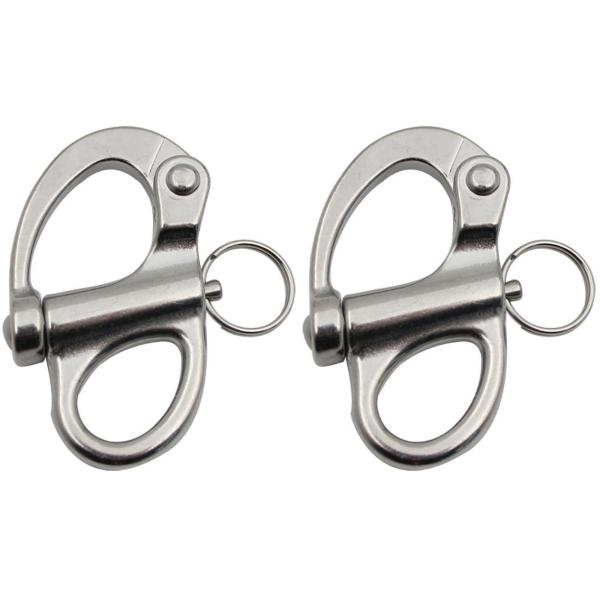 商品名:  2Pcs Swivel Eye Snap Shackle Quick Release Sailboat Rigging Shackle Marine 316 Stainless Steel Clip Fixed Bail Sna...