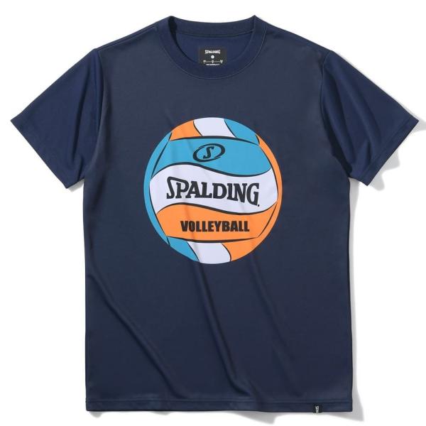 【ブランド】スポルディング【商品名】バレーボールTシャツ ボールプリント 男女兼用【カラー】ネイビー、ブラック、ホワイト【サイズ】XS、S、M、L、XL【素　材】ポリエステル【機　能】吸水速乾、UVカットバレーボール ウェア プラスティス ...