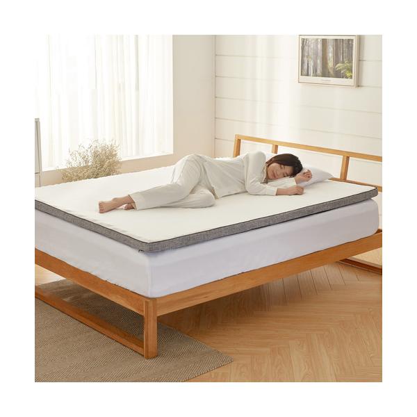 [ダブル]上級睡眠健康指導士考案！体圧分散性とコスパを両立したマットレス 厚さ6cm 一枚重ねる ecolatte ホワイト・グレー 篠原化学 449