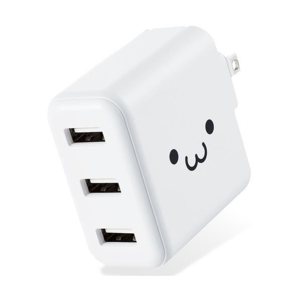 エレコム　MPA-ACU12WF　AC充電器　スマホ・タブレット用　3.6A出力　USB-Aメス3ポート　ホワイトフェイス 500