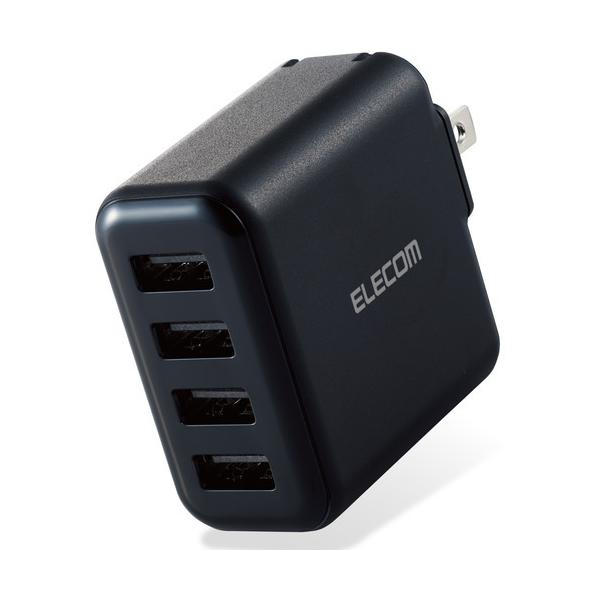 エレコム　MPA-ACU13BK　AC充電器　スマホ・タブレット用　4.8A出力　USB-Aメス4ポート　ブラック 500