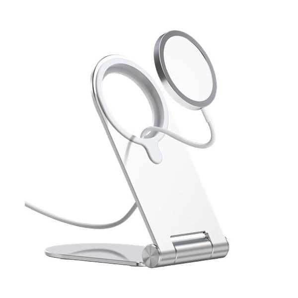 Lazos　L-MAS-SET　マグネット式ワイヤレス＆充電器スタンドセット　　シルバー 500