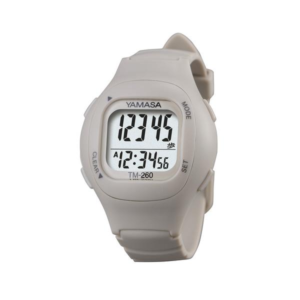 山佐時計　TM-260GR　ウォッチ万歩計　腕時計型　腕の振りで歩数をカウント　3D加速度センサー搭載　グレージュ 46