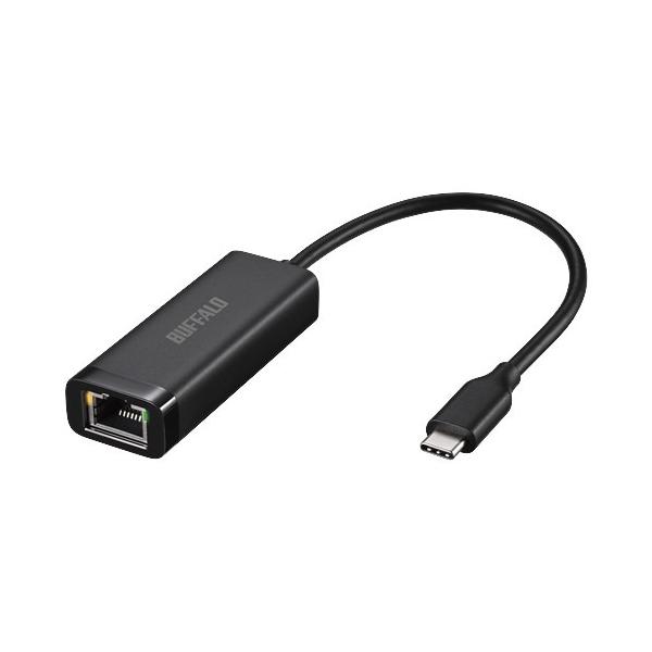 BUFFALO LUA6U3CGTEBK LANアダプター USB3.2 Gen1対応 USB Type-C接続 ケーブル長15cm ブラック 126