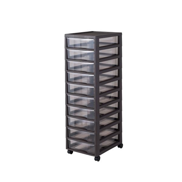 収納用品　アプロス　B4深10段　ダークブラウン　幅323×奥行406×高さ1031ｍm 446